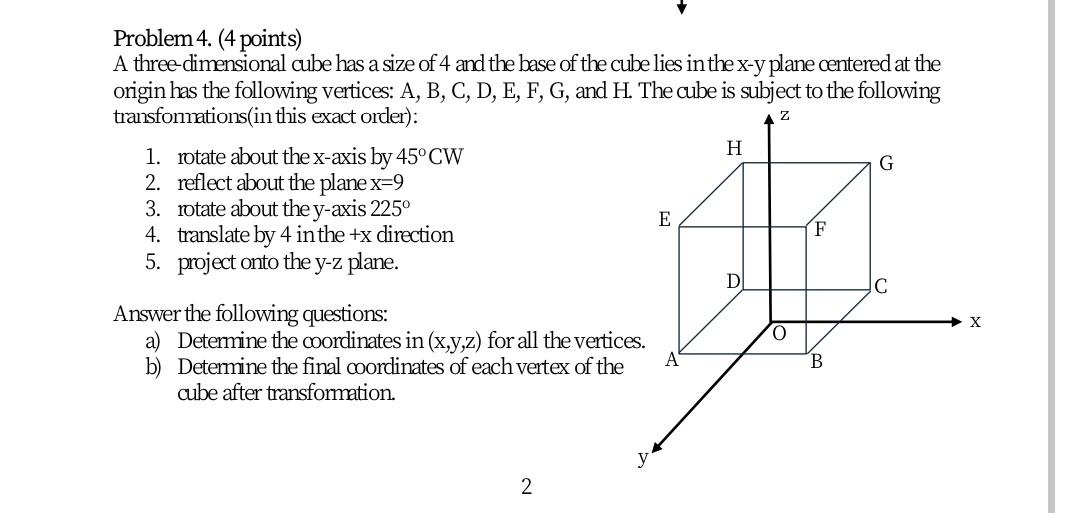 Solved Problem 4. (4 points) A three-dimensional cube has a | Chegg.com