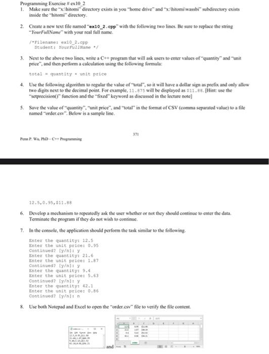 Programming Exercise #ex 10 2 1. Make sure the | Chegg.com