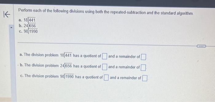 Solved Perform each of the following divisions using both | Chegg.com