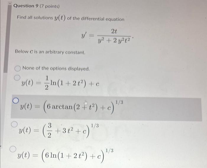 Solved Find all solutions y(t) of the differential equation | Chegg.com