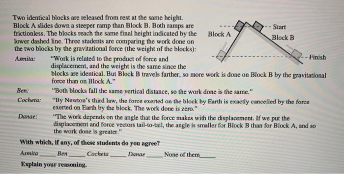 Solved Two identical blocks are released from rest at the | Chegg.com