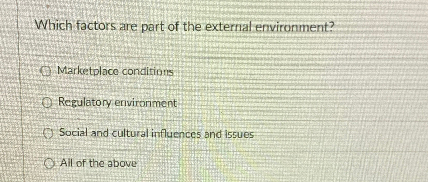 Solved Which factors are part of the external | Chegg.com