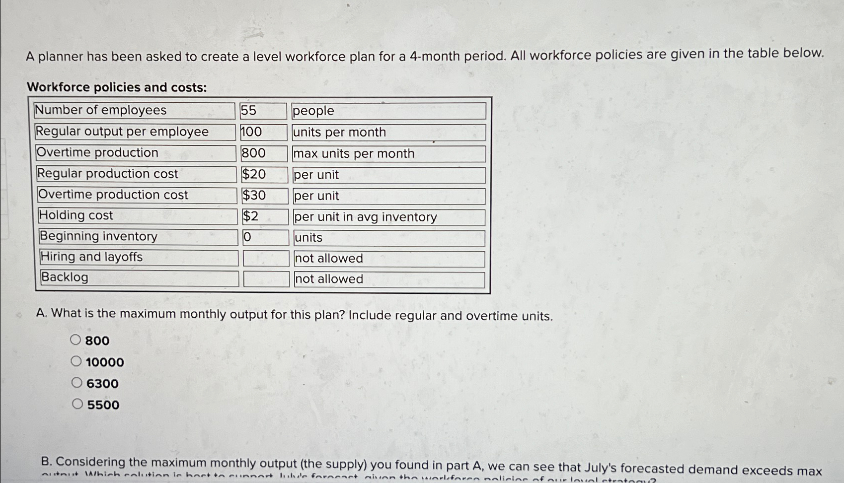 Solved A planner has been asked to create a level workforce | Chegg.com