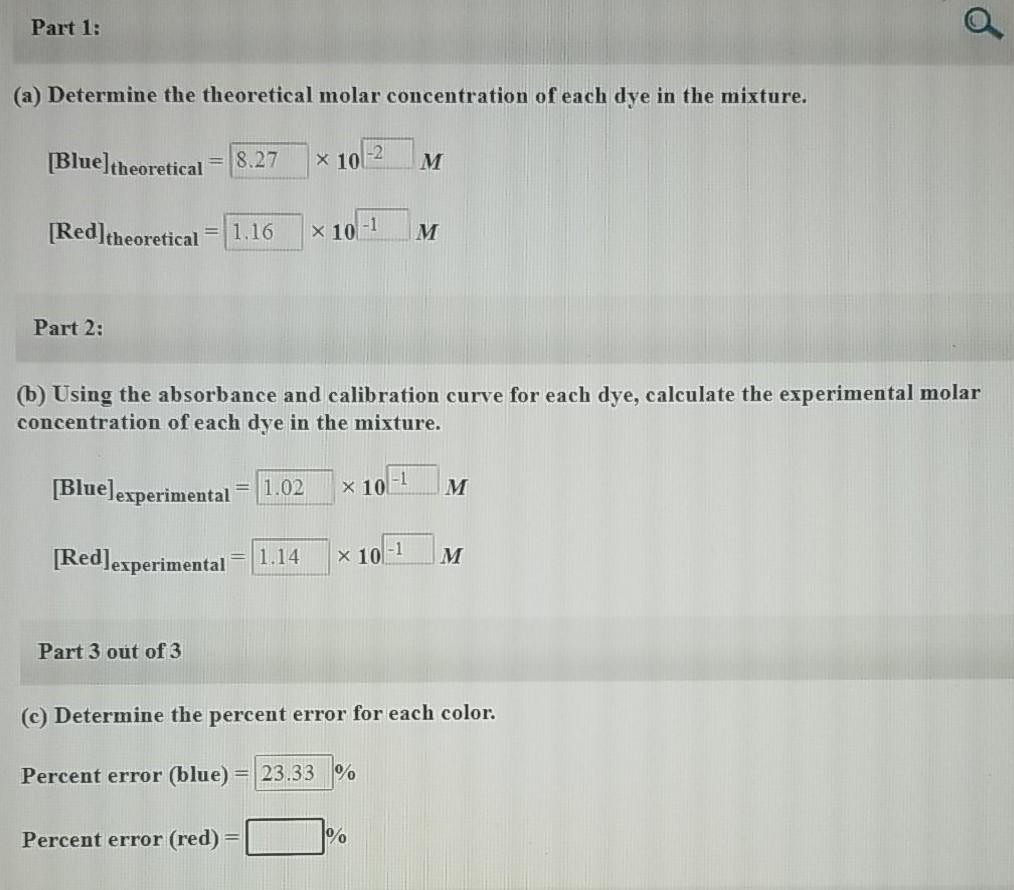 Solved Part 1: (a) Determine the theoretical molar | Chegg.com