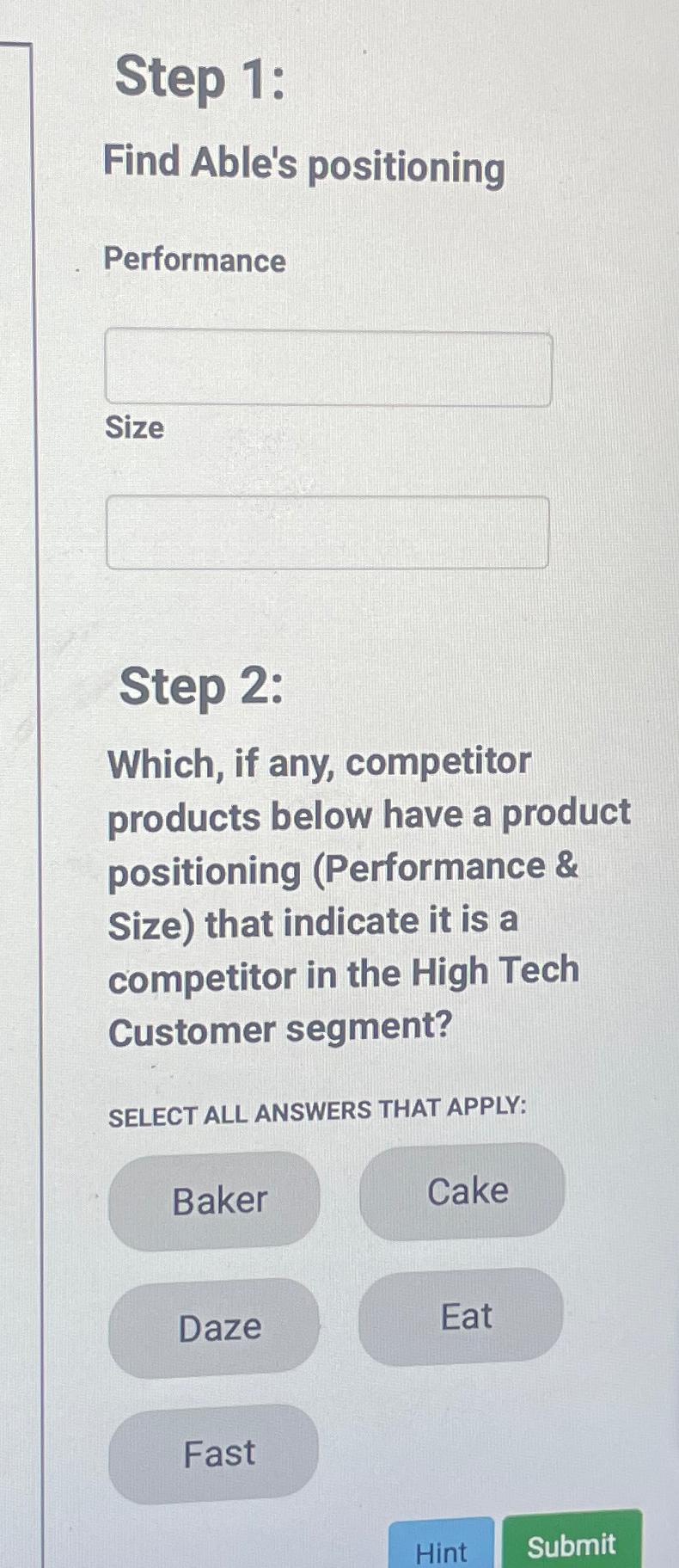 Solved Step 1 Find Ables Positioningperformancesizestep