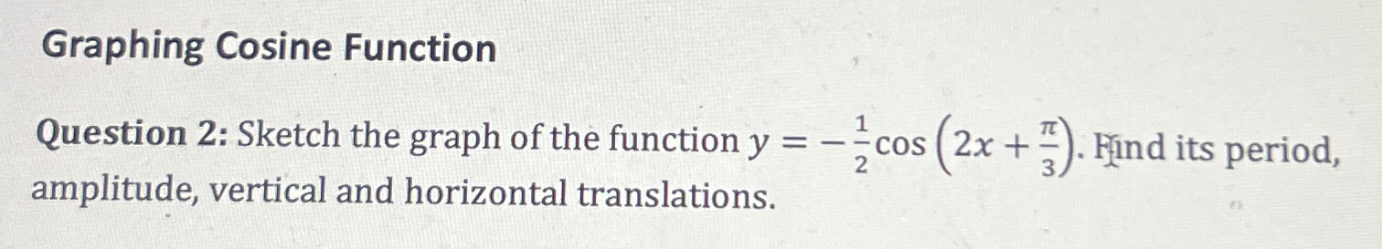Solved Graphing Cosine FunctionQuestion 2: Sketch the graph | Chegg.com