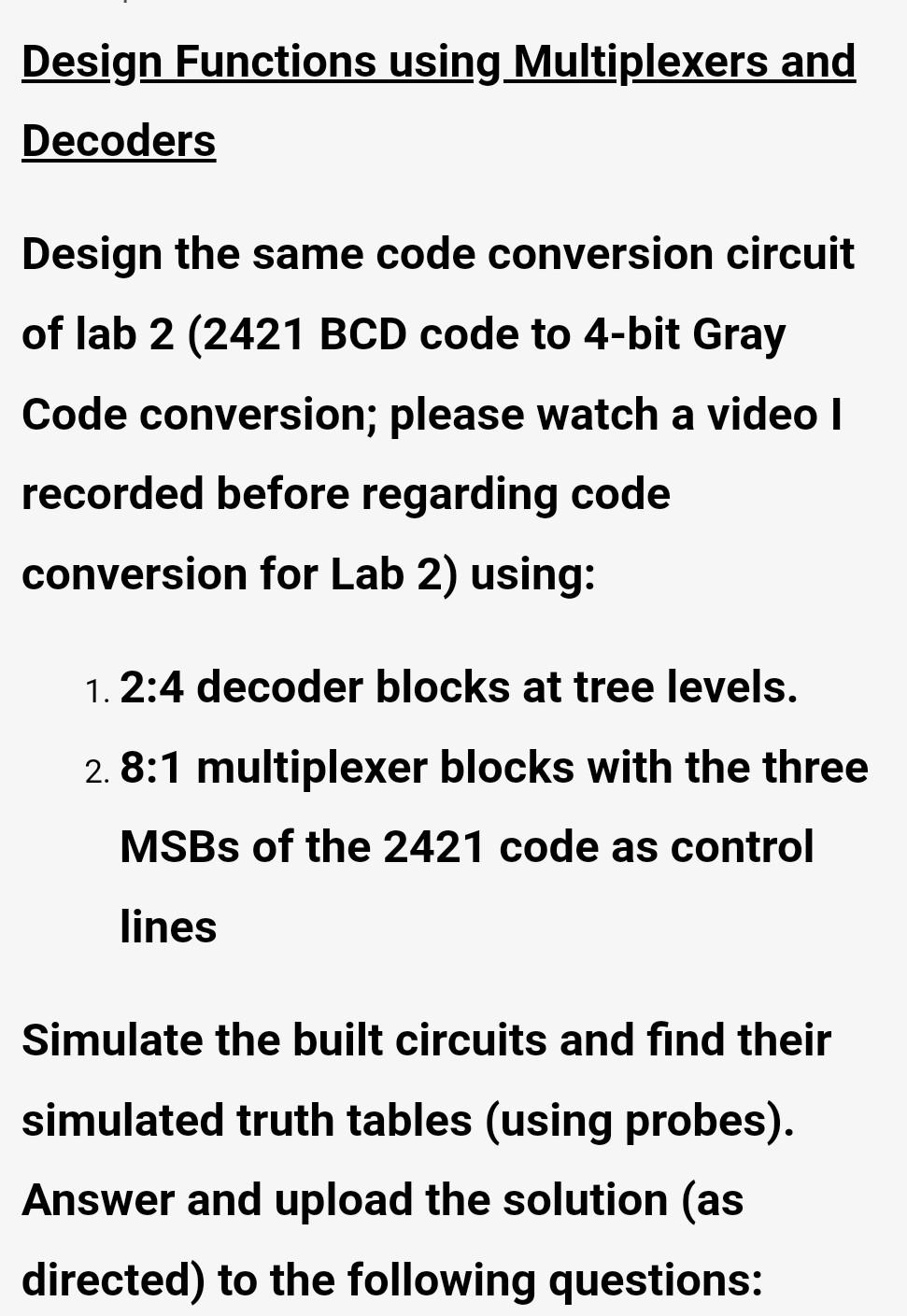 Solved Design Functions using Multiplexers and Decoders | Chegg.com