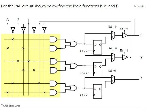 Solved For the PAL circuit shown below find the logic | Chegg.com