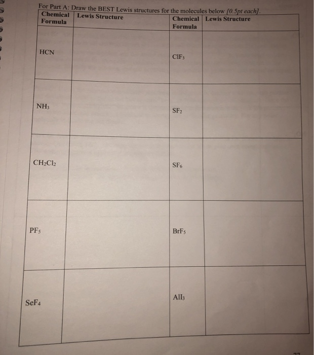 Solved For Part A: Draw the BEST Lewis structures for the | Chegg.com