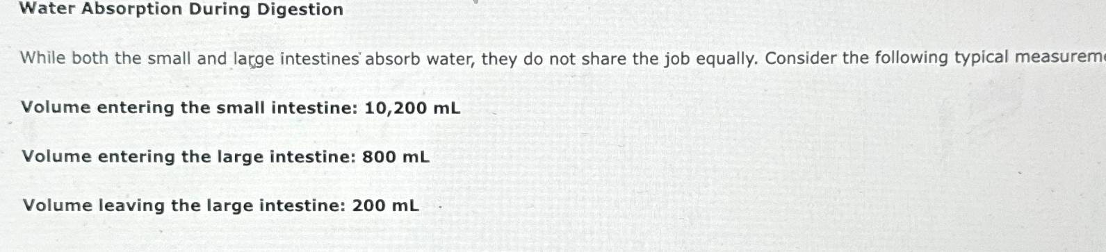 Solved Water Absorption During DigestionWhile both the small | Chegg.com