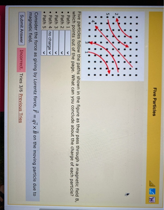 Solved Five Particles "H . . Five particles follow the paths | Chegg.com