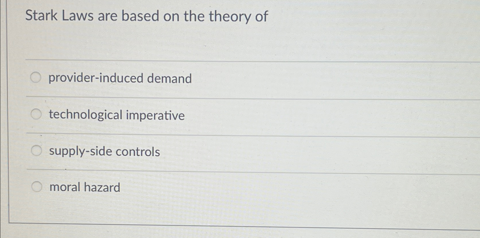 Solved Stark Laws are based on the theory ofprovider-induced | Chegg.com