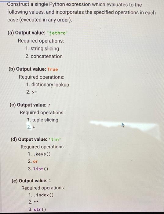 Solved Construct A Single Python Expression Which Evaluates