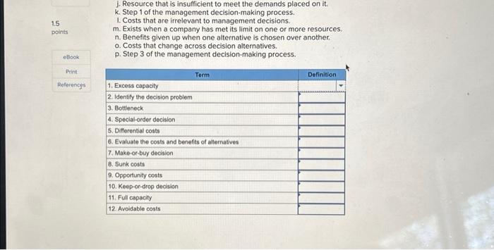 Solved M7-1 (Static) Matching Key Terms and Concepts to | Chegg.com