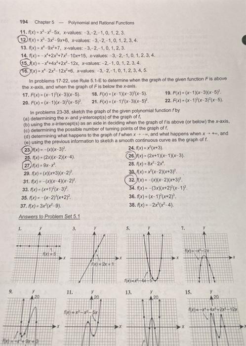194 Chapter 5 - Polynomial and Rational Functions 11. | Chegg.com