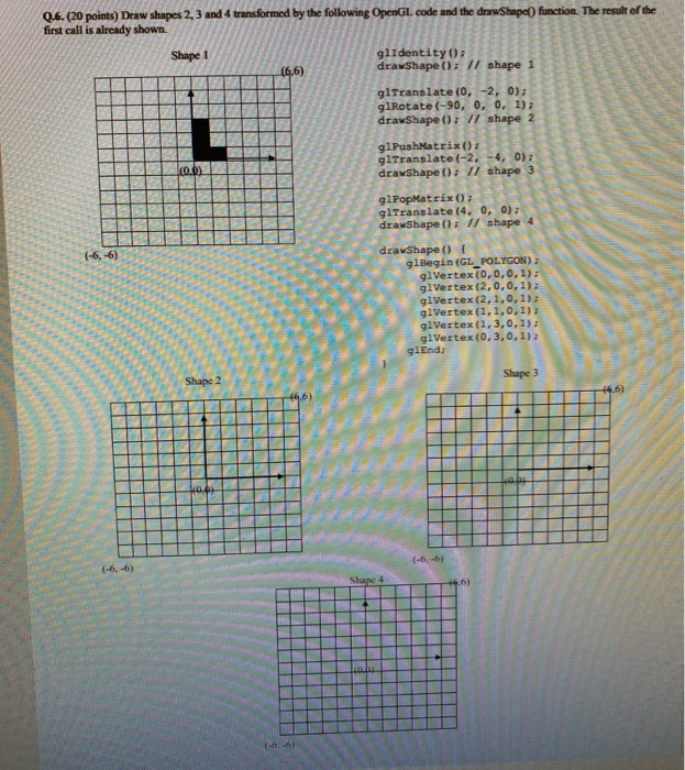 Solved Q.6. (20 points) Draw shapes 2, 3 and 4 transformed | Chegg.com