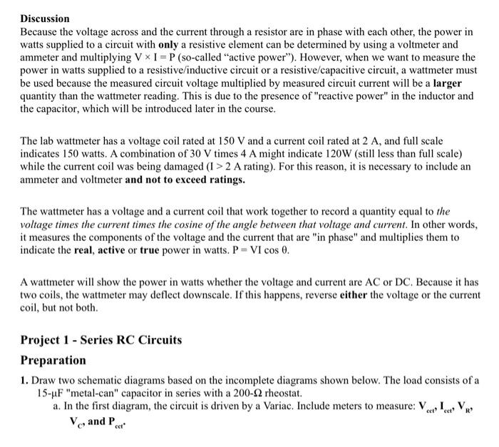 Solved DiscussionBecause the voltage across and the current | Chegg.com
