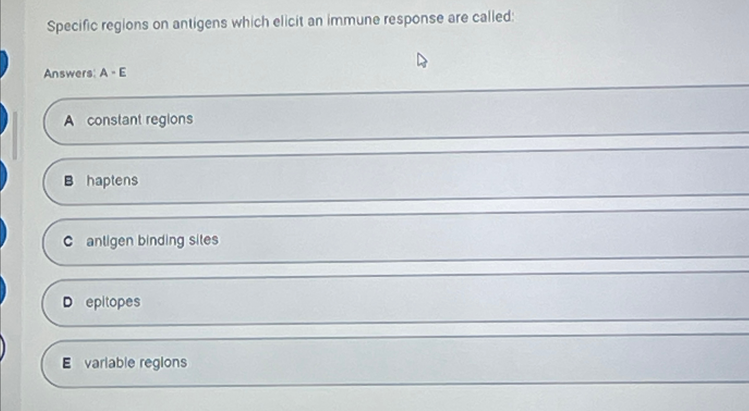 Solved Specific regions on antigens which elicit an immune | Chegg.com