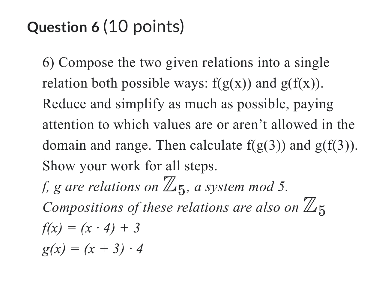 Solved Question 6 (10 ﻿points)Compose the two given | Chegg.com
