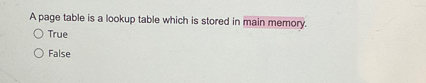 Solved A page table is a lookup table which is stored in | Chegg.com