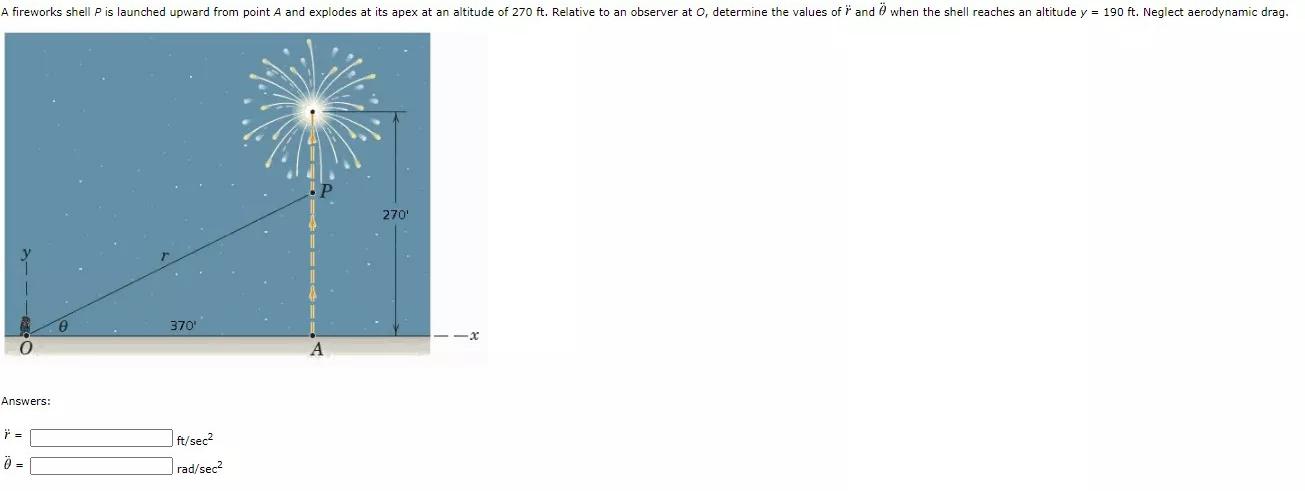 Solved A fireworks shell P is launched upward from point A | Chegg.com