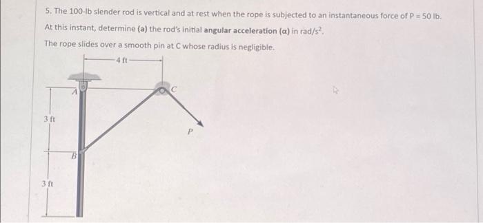 5. The 100-lb slender rod is vertical and at rest | Chegg.com
