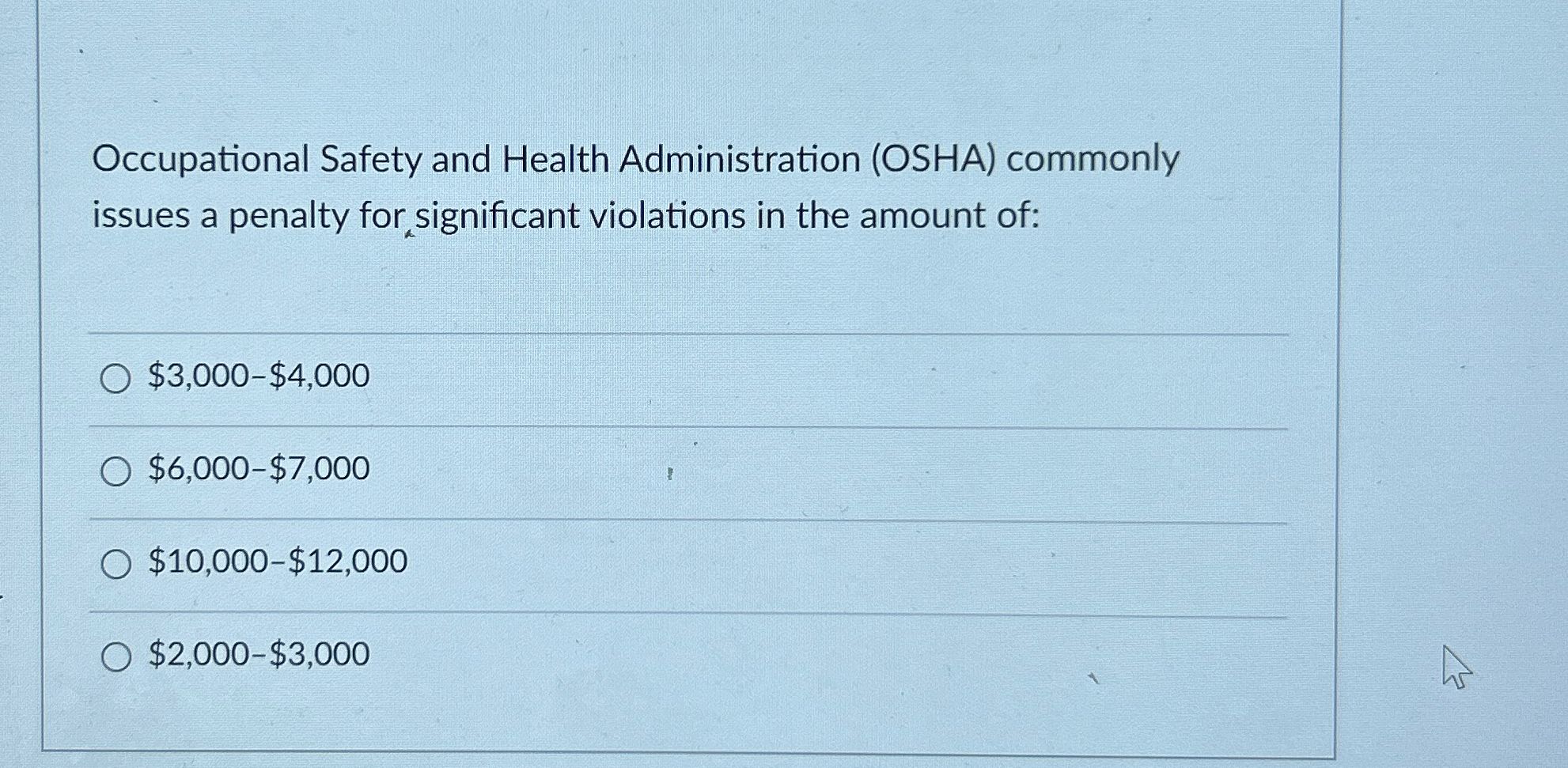 Solved Occupational Safety and Health Administration (OSHA) | Chegg.com