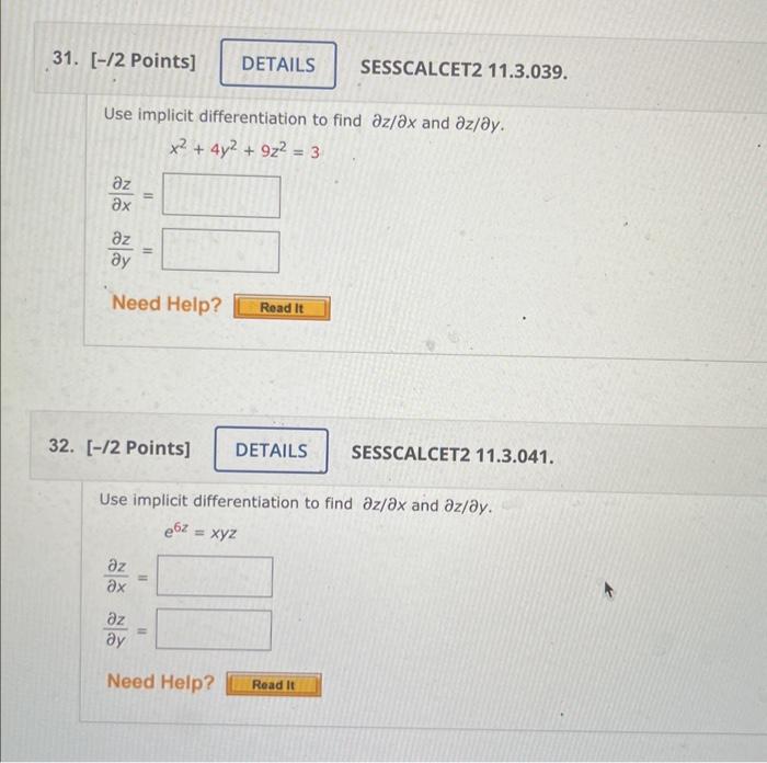 Solved Use implicit differentiation to find ∂z/∂x and ∂z/∂y. | Chegg.com