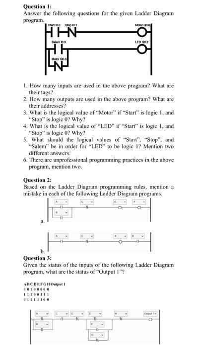 Solved Question 1: Answer the following questions for the | Chegg.com