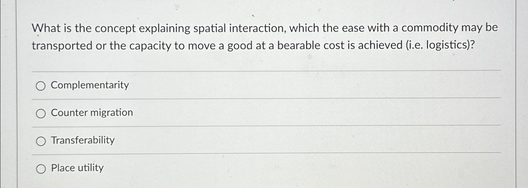 Solved What is the concept explaining spatial interaction, | Chegg.com
