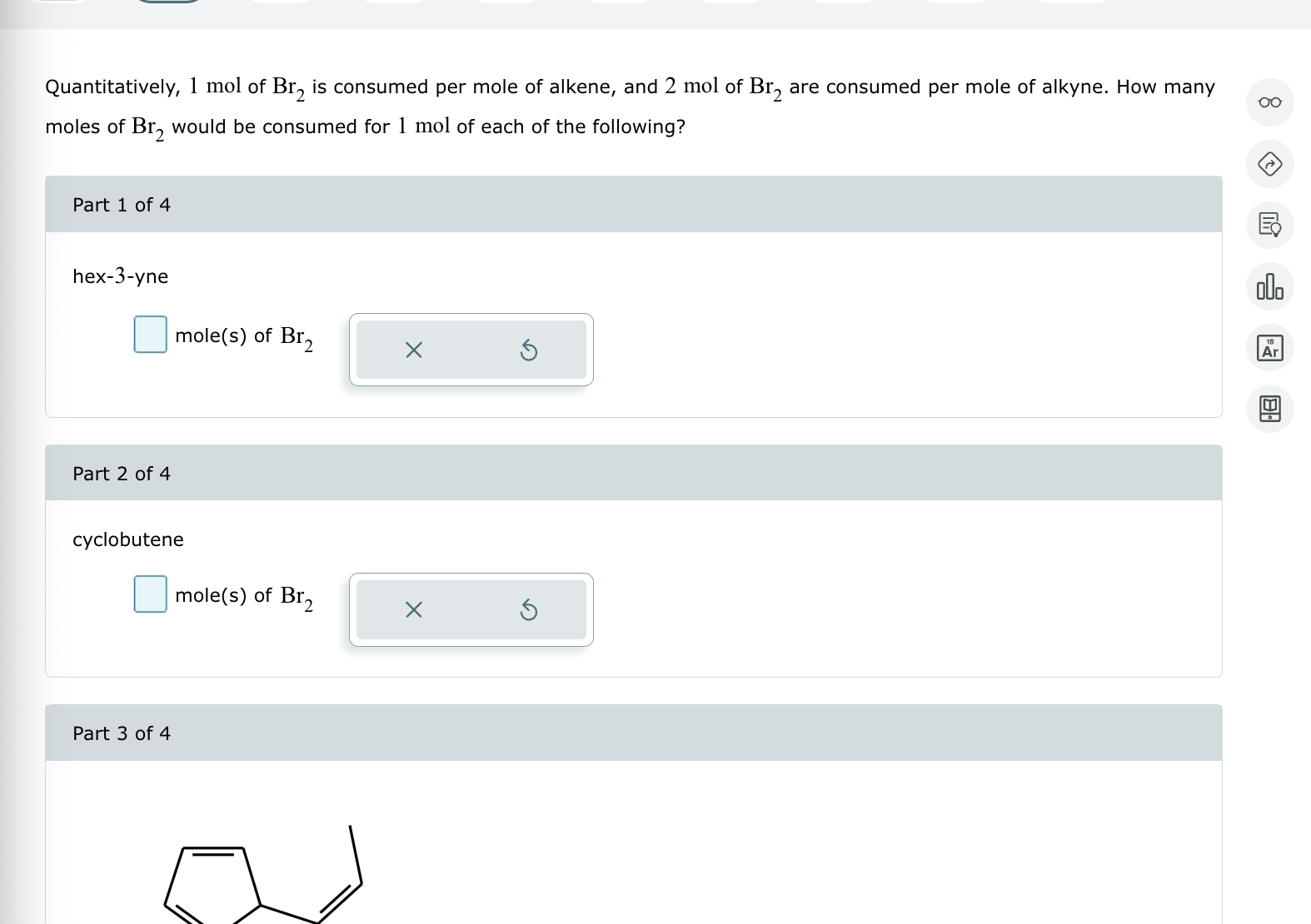 Solved Quantitatively, 1mol of Br2 ﻿is consumed per mole of | Chegg.com