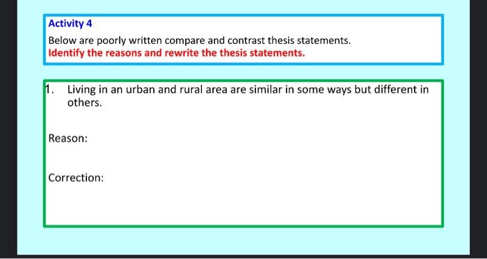 Activity 4 Below are poorly written compare and | Chegg.com