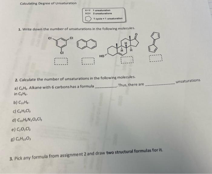 Solved Calculating Degree of Unsaturation X=Y. 1 | Chegg.com