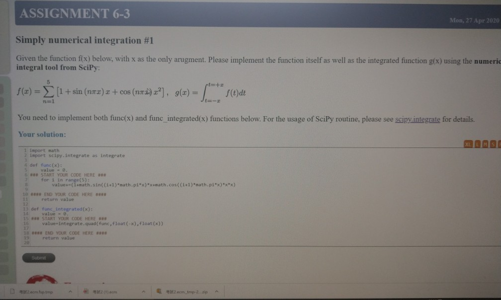 Solved ASSIGNMENT 6-3 Mon, 27 Apr 2020 Simply numerical | Chegg.com