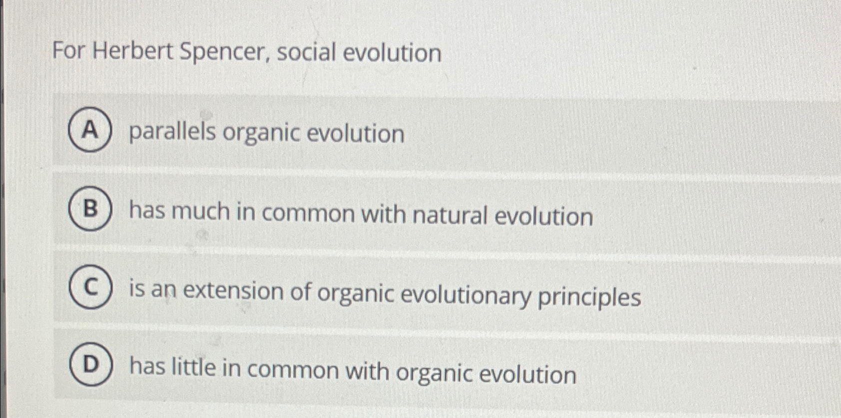 Solved For Herbert Spencer, social evolutionparallels | Chegg.com