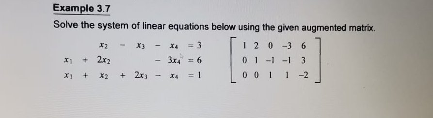 Solved Example 3.7Solve the system of linear equations below | Chegg.com