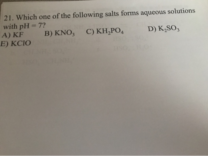Solved 21. Which one of the following salts forms aqueous | Chegg.com