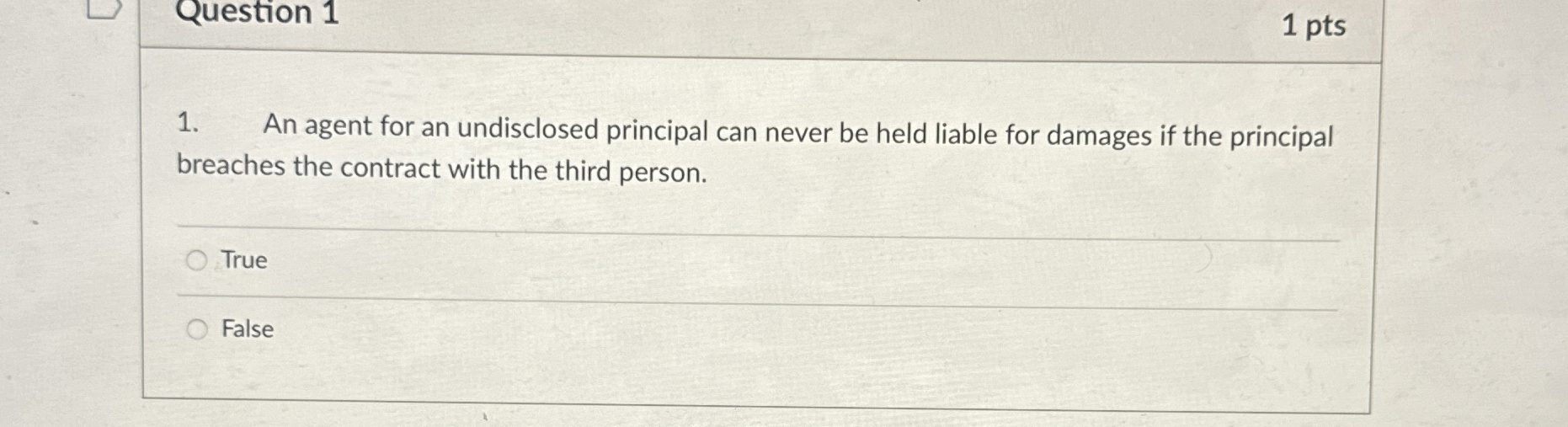 Solved Question 11 ﻿ptsAn agent for an undisclosed principal | Chegg.com
