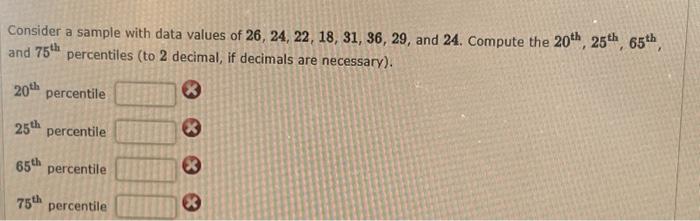 Solved Consider a sample with data values of 26, 24, 22, 18, | Chegg.com