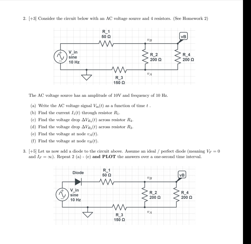Solved [+5] ﻿Let us now add a diode to the circuit above. | Chegg.com