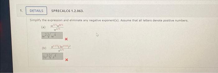 Solved Simplify the expression and eliminate any negative | Chegg.com