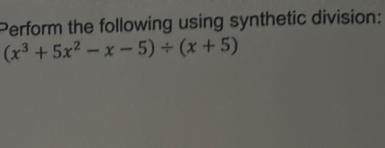 Solved Perform the following using synthetic | Chegg.com