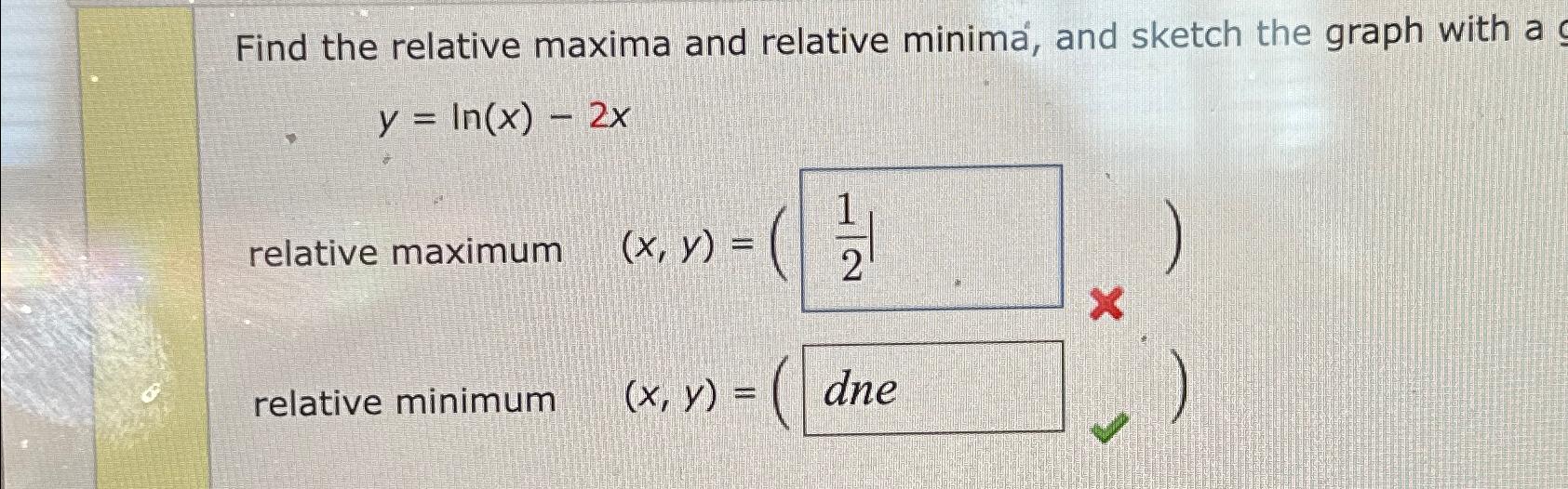Solved Find the relative maxima and relative minima, and | Chegg.com