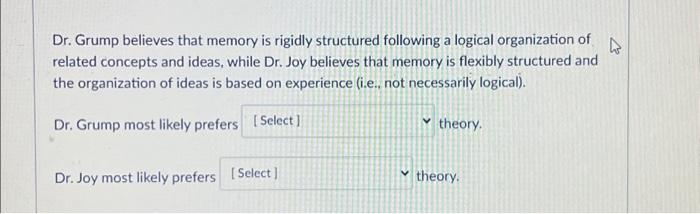 Solved h Dr. Grump believes that memory is rigidly | Chegg.com