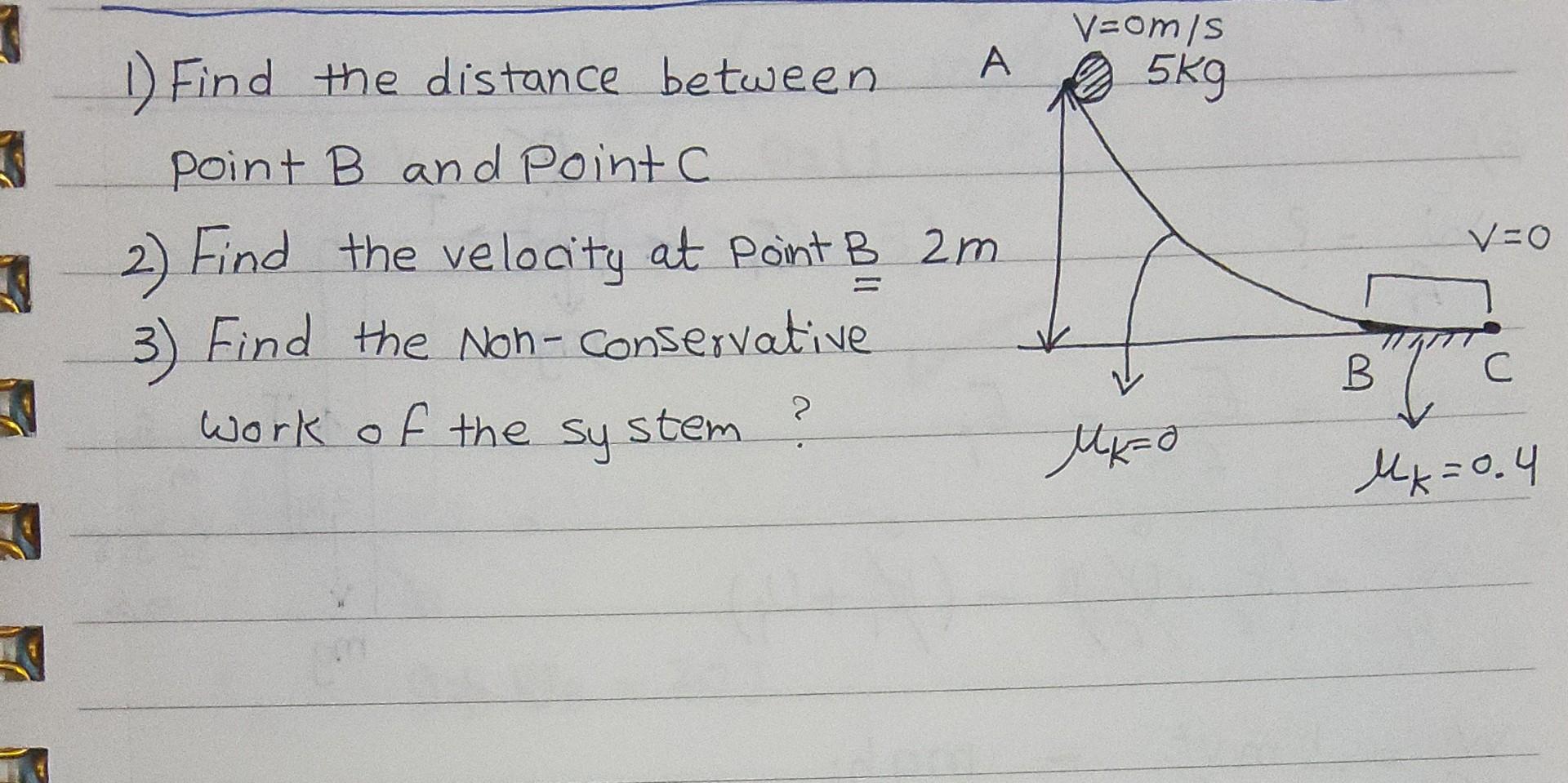Solved 1) Find the distance between point B and Point C 2) | Chegg.com