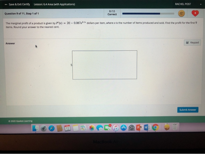Solved Save & Exit Certify Lesson: 6.4 Area (with | Chegg.com
