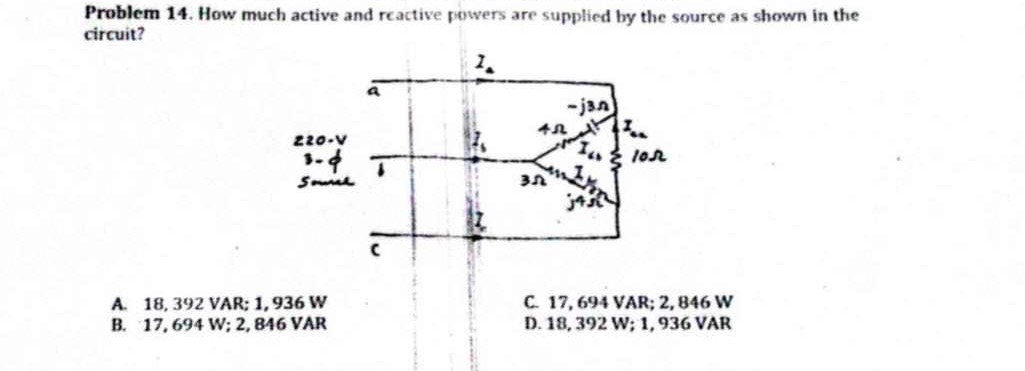 Problem 14. ﻿How much active and reactive powers are | Chegg.com