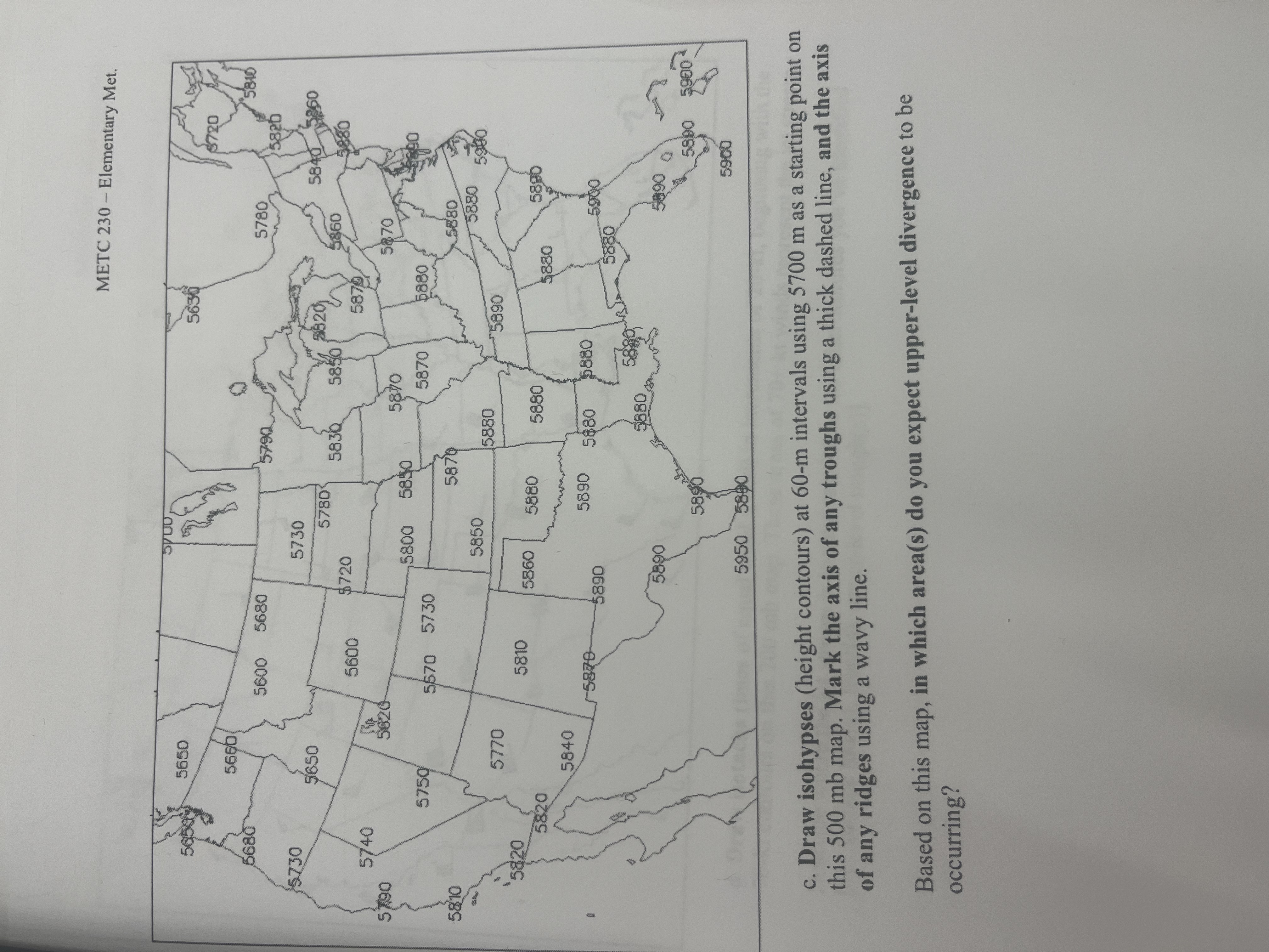 Solved METC 230 - ﻿Elementary Met.c. ﻿Draw isohypses (height | Chegg.com