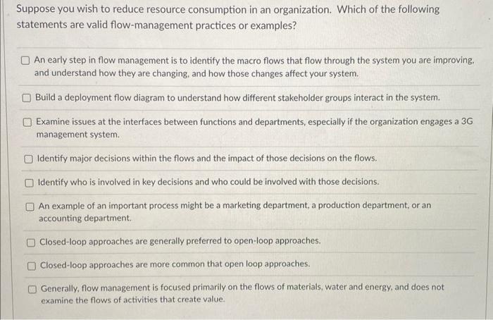 Solved Suppose you wish to reduce resource consumption in an | Chegg.com