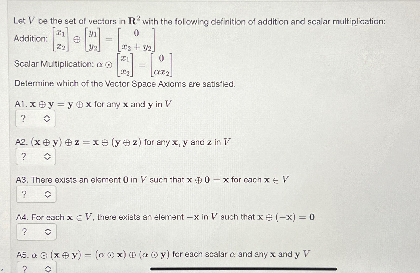 Solved Let V be the set of vectors in R^(2) with the | Chegg.com